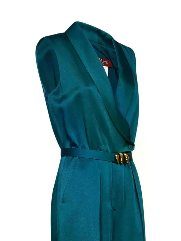 Max Mara Belted Satin Jumpsuit