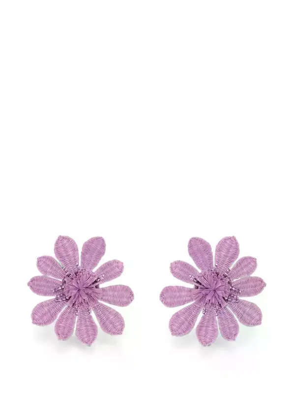 Oscar De La Renta Flower Clip-on Earrings - Purple