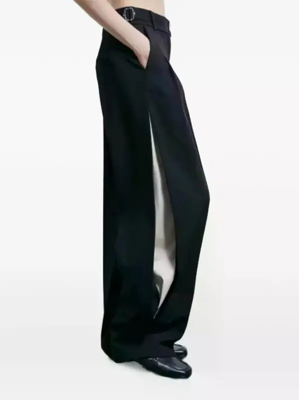 Patrizia Pepe Buckle-detail Wide-leg Trousers - Black