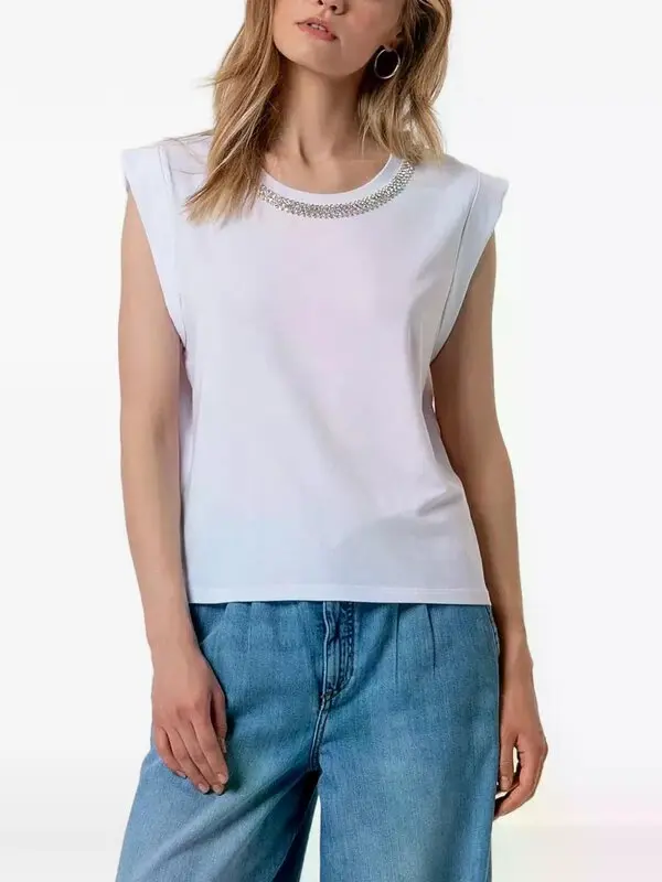 FRACOMINA Crystal-embellished Padded Shoulder T-shirt