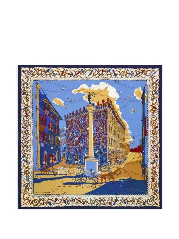 FERRAGAMO Palazzo Spini-feroni Scarf - Blue