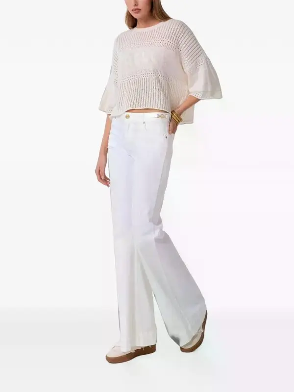GAELLE PARIS Logo-knit Pointelle Sweater