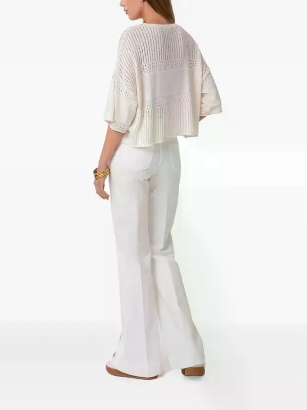GAELLE PARIS Logo-knit Pointelle Sweater