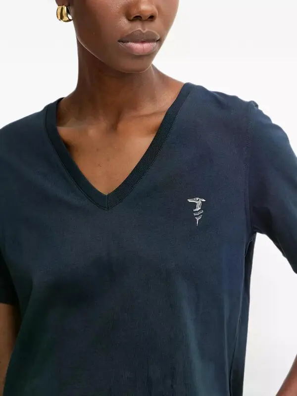 TRUSSARDI Logo Print V-neck T-shirt