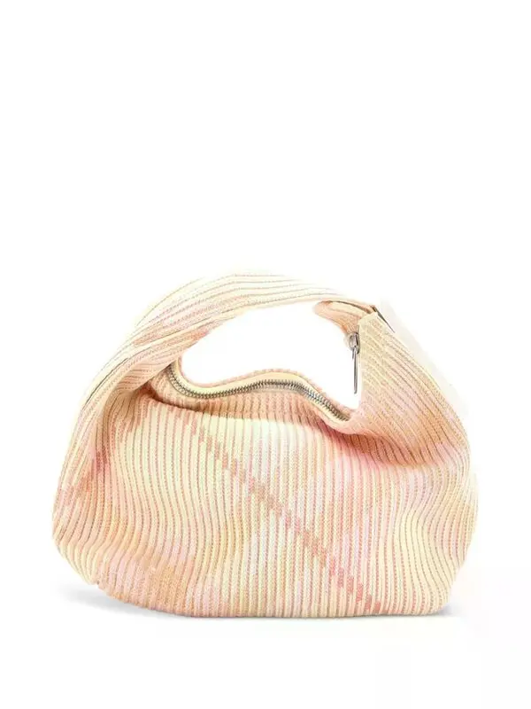 Burberry Knit Check Fabric Mini Satchel With Peg Handle - Pink