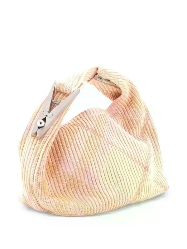 Burberry Knit Check Fabric Mini Satchel With Peg Handle - Pink