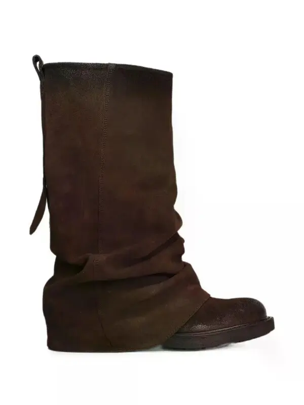 METISSE Slouchy-effect Distressed-finish Boots - Brown