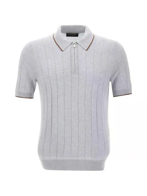 GRAN SASSO Ribbed-knit Silk Polo Shirt