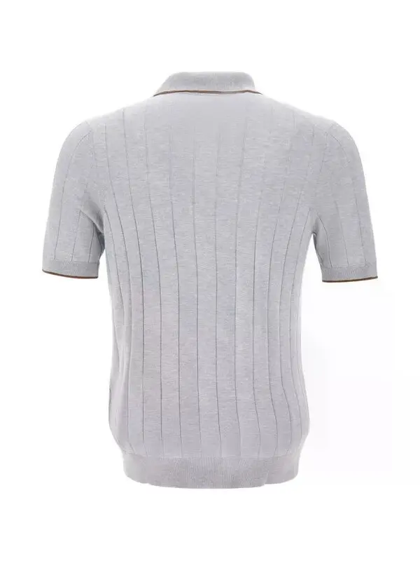 GRAN SASSO Ribbed-knit Silk Polo Shirt