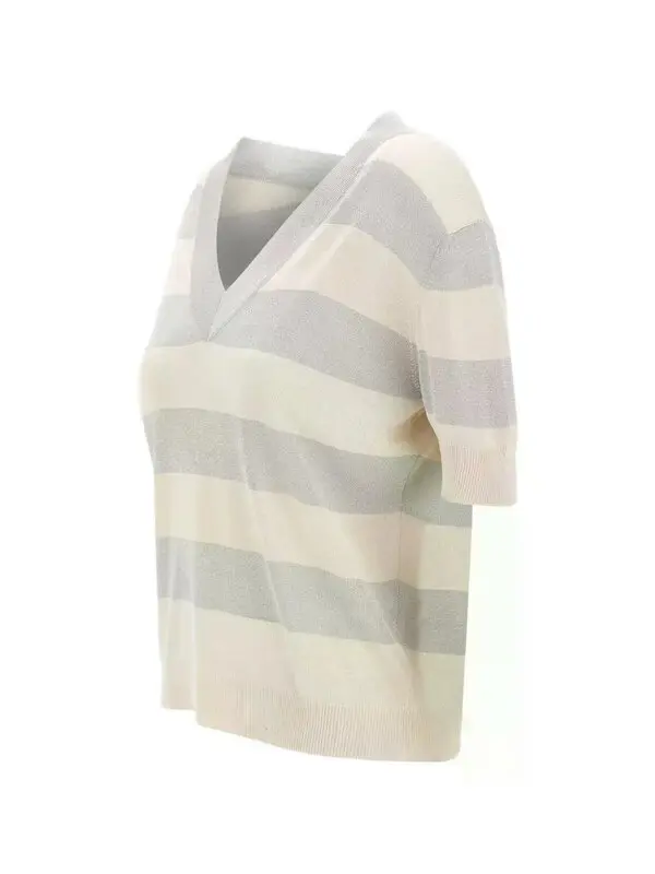 GRAN SASSO Lurex-detail Striped Sweater - Neutrals