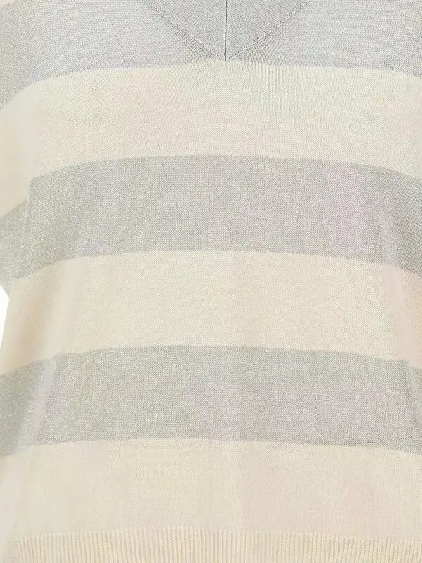 GRAN SASSO Lurex Detail Striped V-neck Sweater