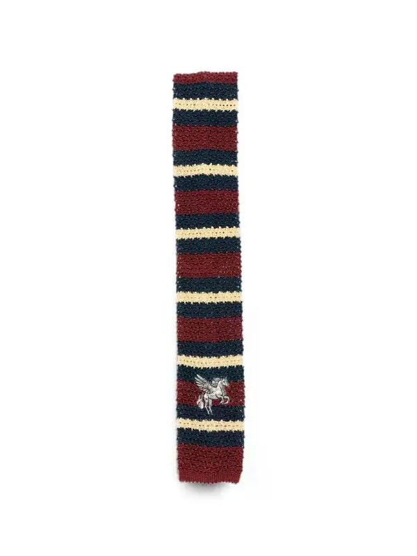 Etro Logo-embroidered Stripe-pattern Tie - Red