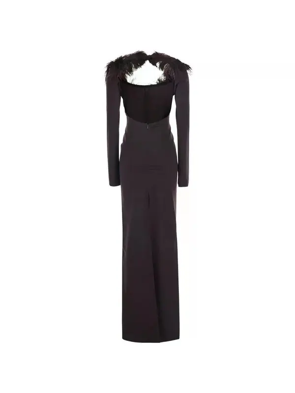 Attico Feather-trim Maxi Dress - Brown