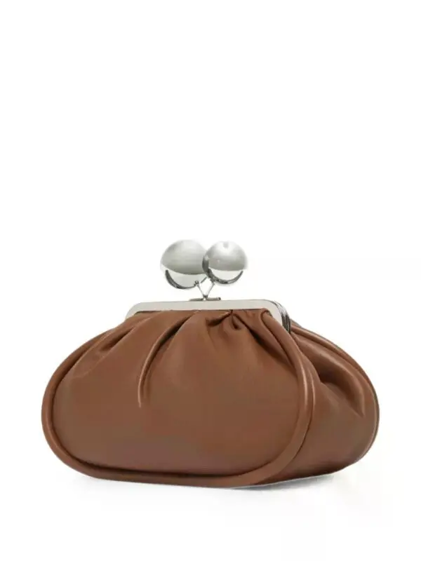 Max Mara Medium Pasticcino Sphere-clasp Leather Clutch Bag - Brown