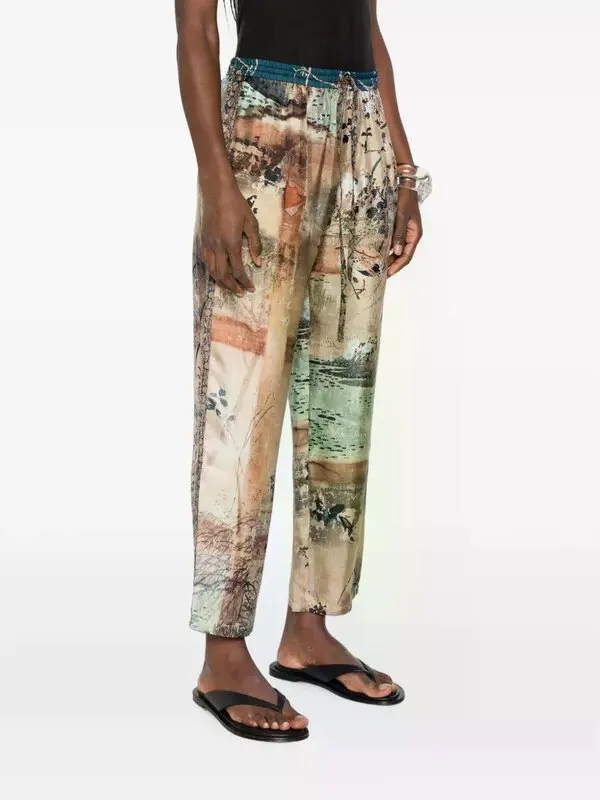 PIERRE-LOUIS MASCIA Aloe Landscape-print Drawstring Trousers