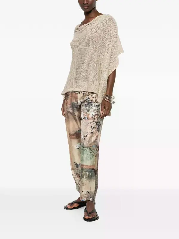PIERRE-LOUIS MASCIA Landscape Print Drawstring Trousers - Neutrals