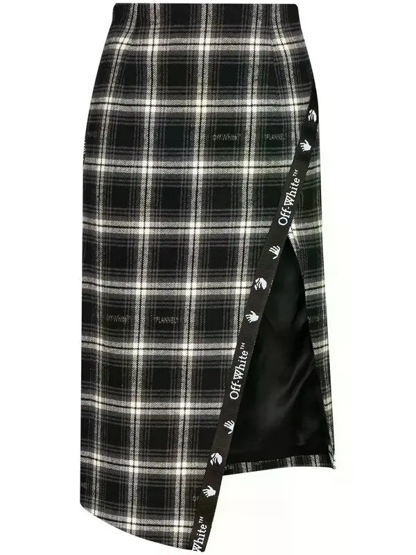Off-White Check-print Asymmetric Pencil Skirt