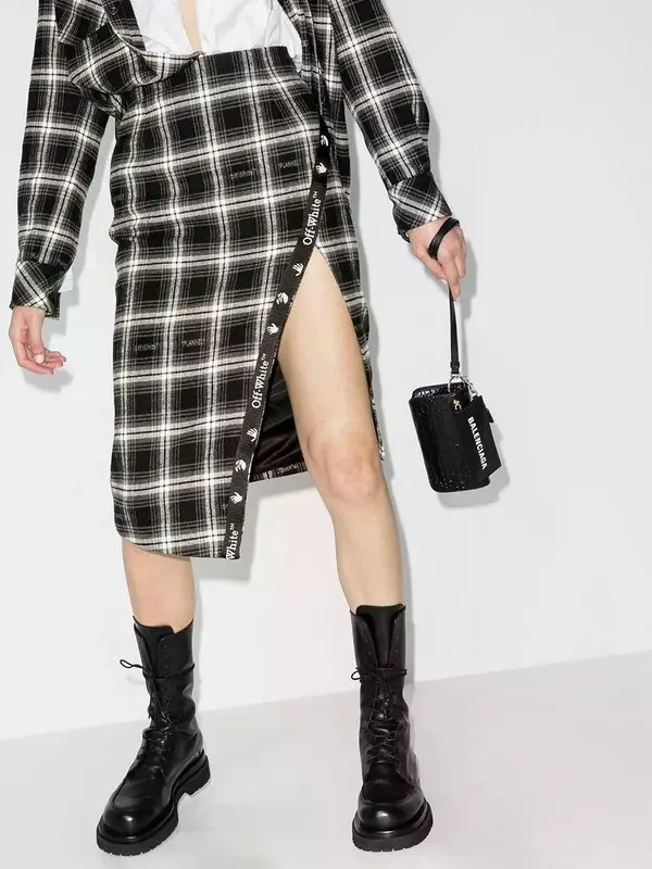 Off-White Check-print Asymmetric Pencil Skirt