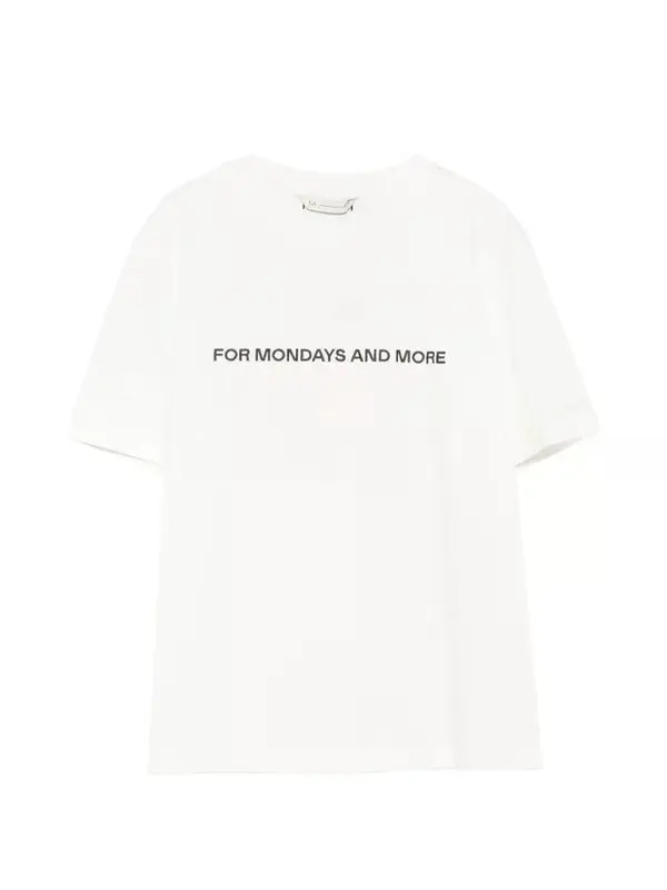 Max Mara Slogan Print Cotton T-shirt - White