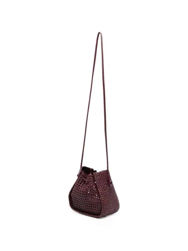 FORTE_FORTE Woven Leather Shoulder Bag - Red