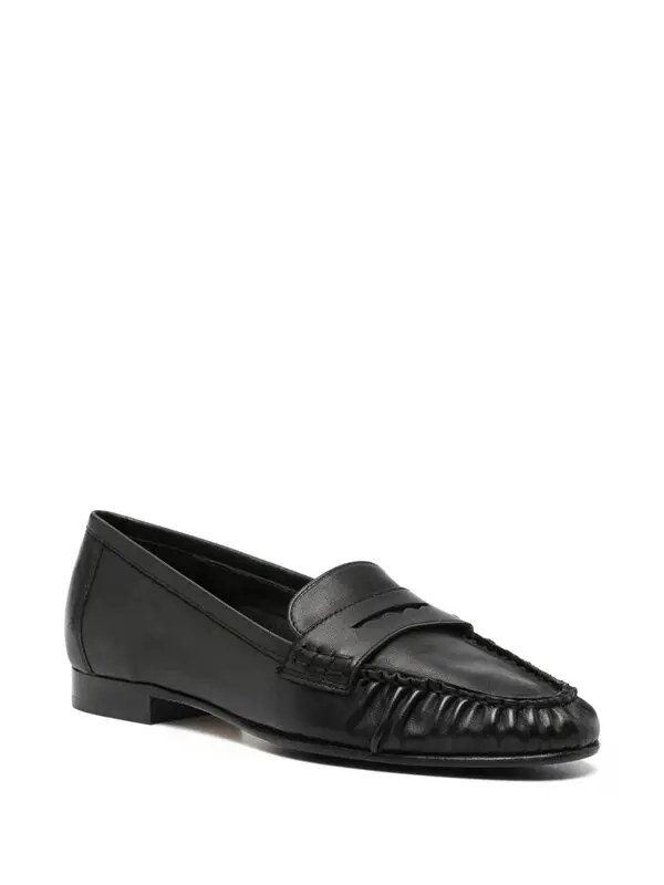 AeydĒ Aldous Ruched Penny-slot Loafers - Black