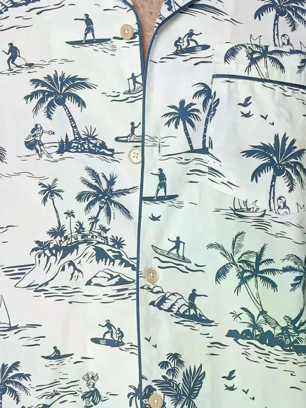 MC2 SAINT BARTH Kalea Piping Detail Surfer-print Shirt