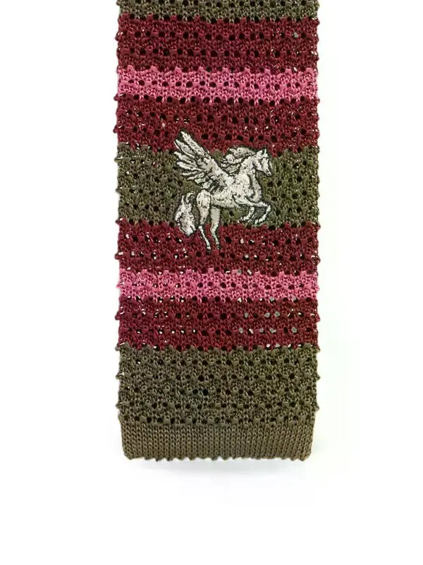 Etro Pegaso Embroidered Striped Tie
