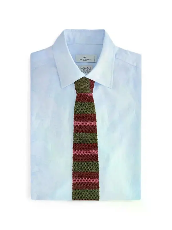 Etro Pegaso Embroidered Striped Tie