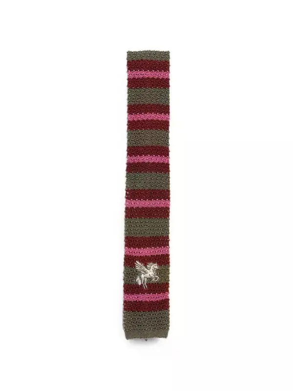 Etro Pegaso-embroidered Striped-pattern Tie