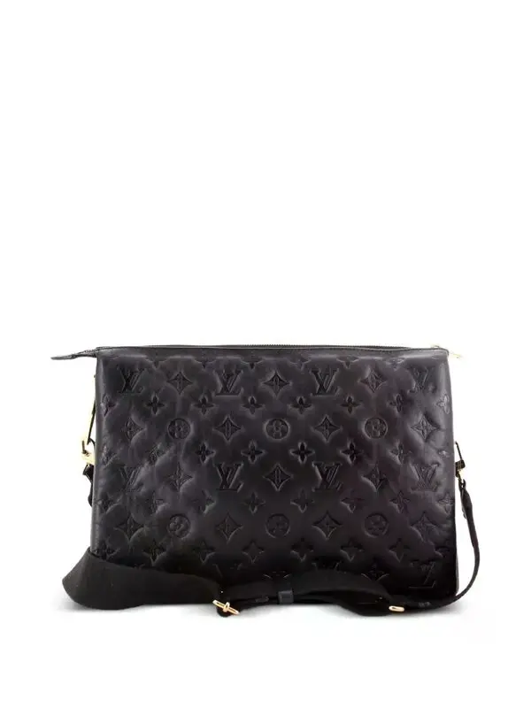 LOUIS VUITTON Coussin Mm Monogram Embossed Lambskin Crossbody Bag - Black