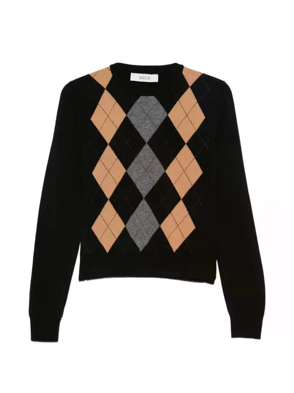 JUCCA Argyle Pattern Wool Sweater - Black