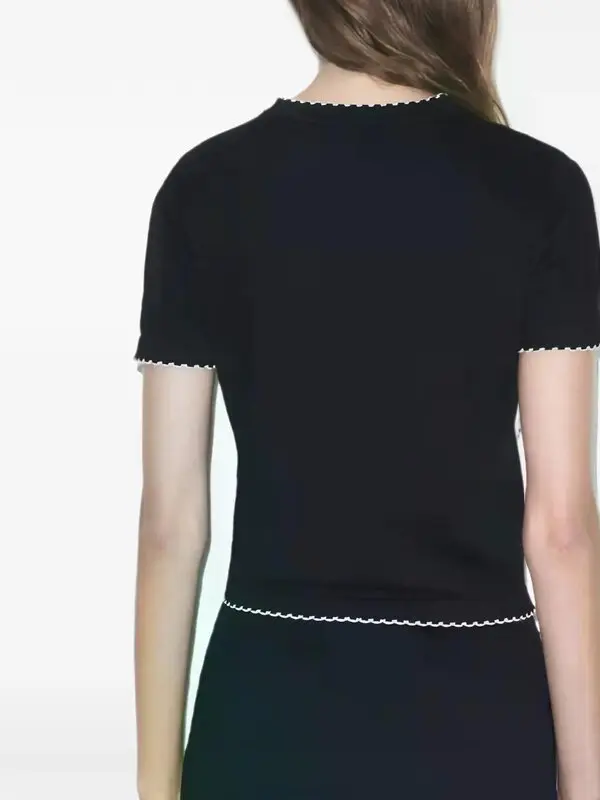 Tory Burch Scalloped-trim Knitted T-shirt