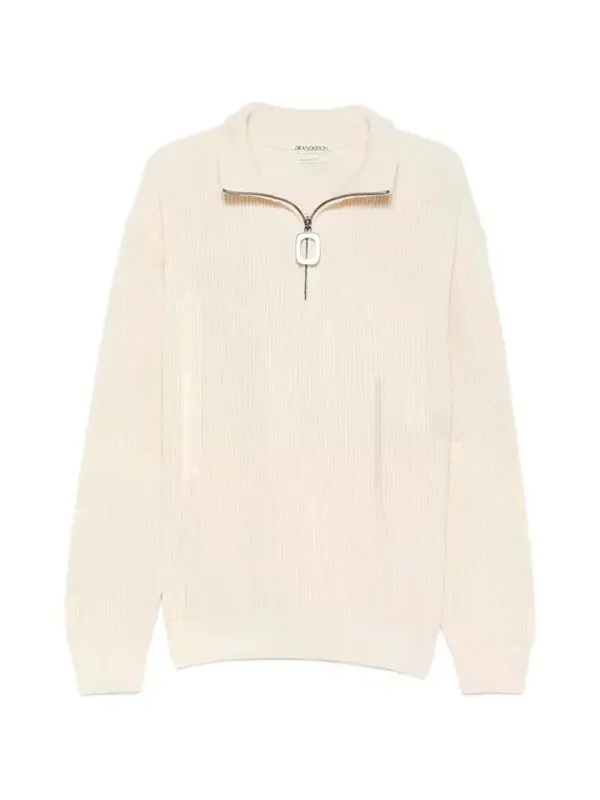JW Anderson Half-zip Ribbed Knit Sweater - Neutrals