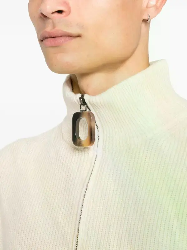 JW Anderson Half-zip Ribbed Knit Sweater - Neutrals