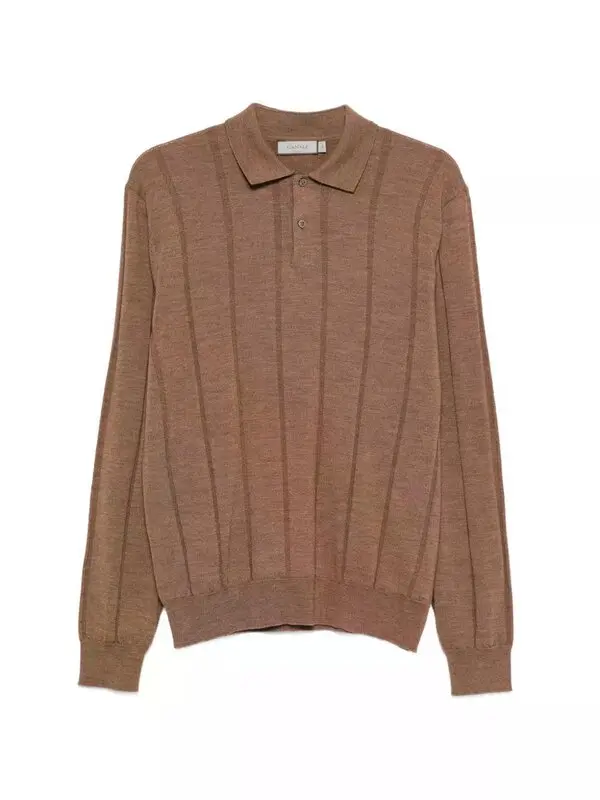 Canali Ribbed Polo Sweater - Brown
