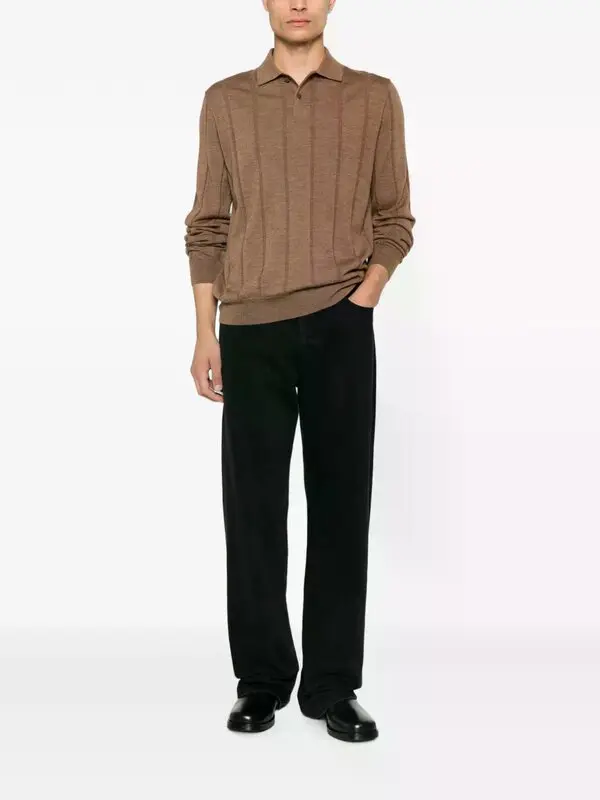 Canali Ribbed Polo Sweater