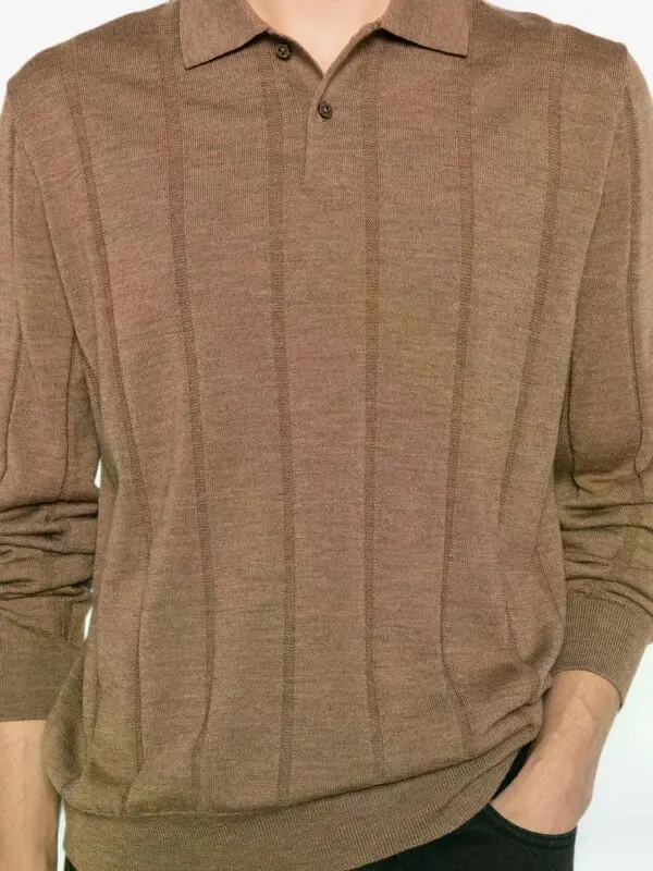 Canali Ribbed Polo Sweater