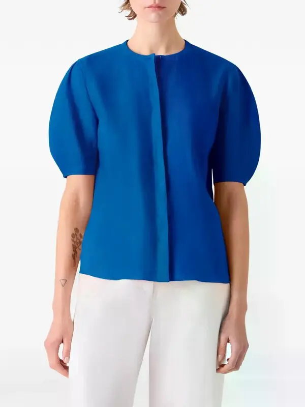 Akris Puff Sleeve Linen Shirt
