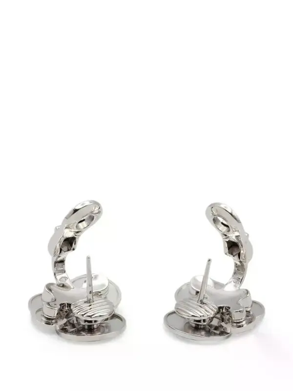 BVLGARI 18k White Gold Polished Engraved Logo Multi-disc Earrings