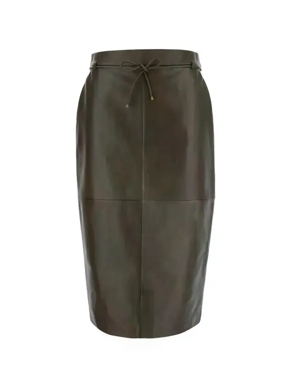 Max Mara Belted Leather Skirt
