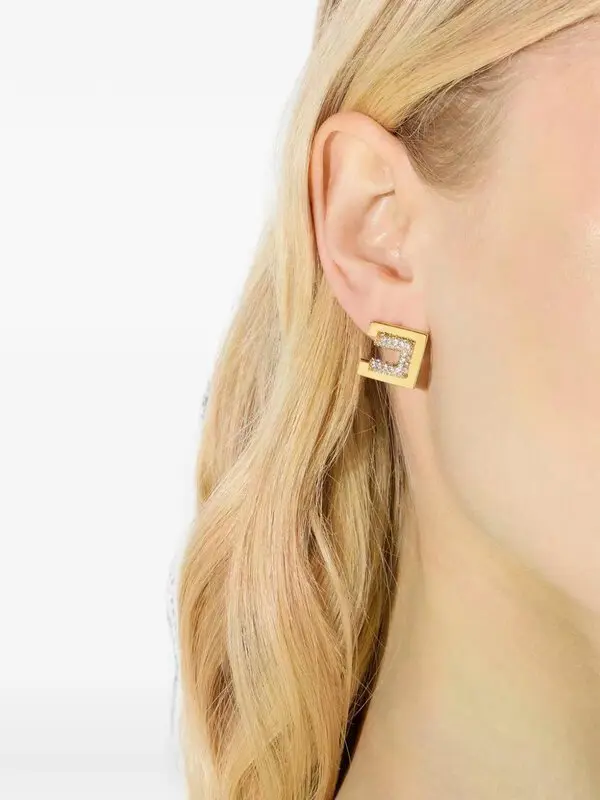 Elisabetta Franchi Earrings With Logo And Rhinestones