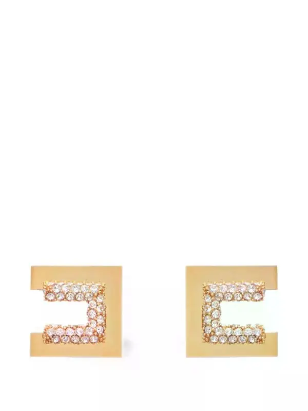 Elisabetta Franchi Earrings With Logo And Rhinestones