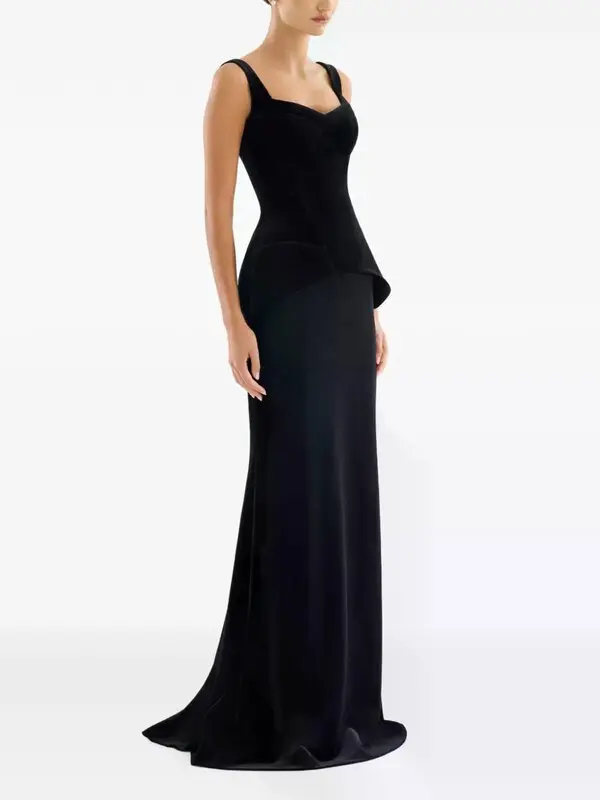 ADAMARIS Velvet Corset Maxi Dress - Black