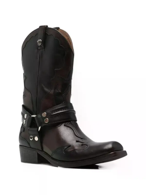 Versace Embroidered Harness Boots - Black