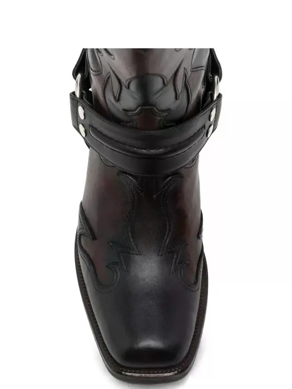 Versace Embroidered Harness Boots - Black
