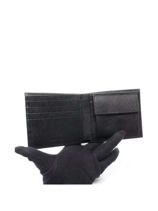 Prada 2020s Saffiano-leather Triangle Bi-fold Wallet