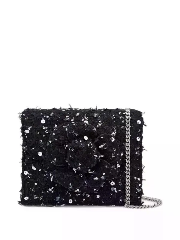 Oscar De La Renta Sequined Floral Appliqué Clutch Bag