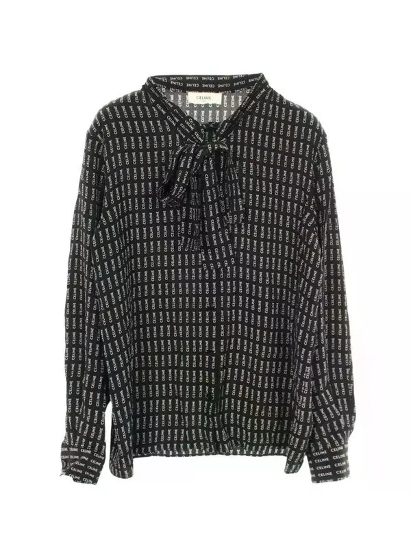 Celine Logo-print Silk Shirt - Black