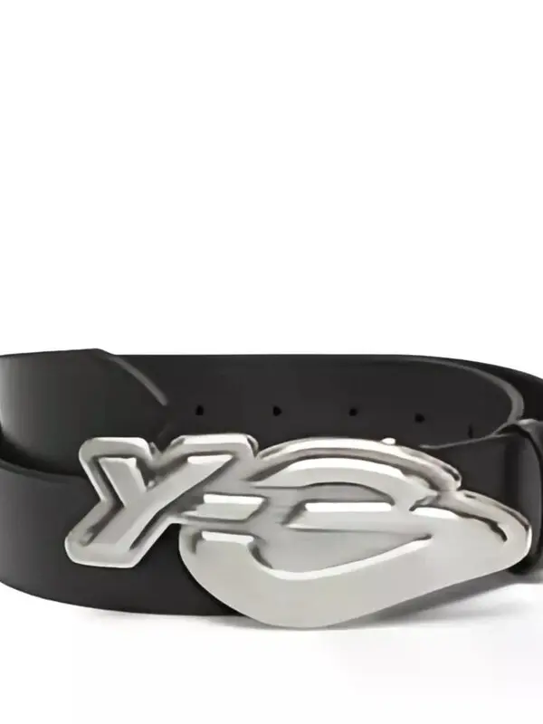 Y3 Logo-plaque Leather Belt - Black