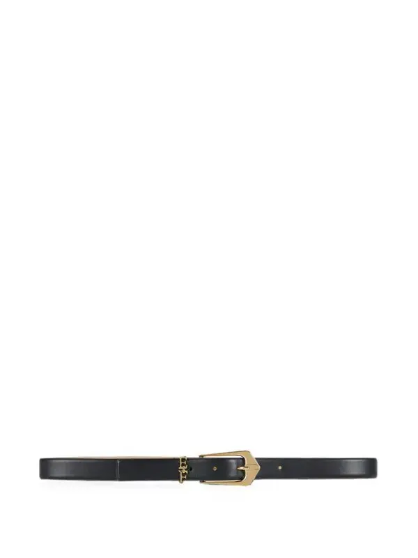 Elisabetta Franchi Leather Belt With Logo Details - Black